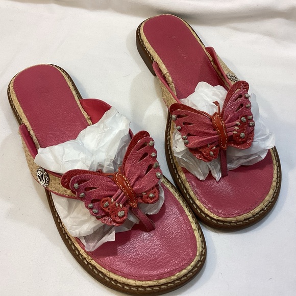 Brighton | Shoes | Brighton Rose Pink Leather Butterfly Thong Sandals ...